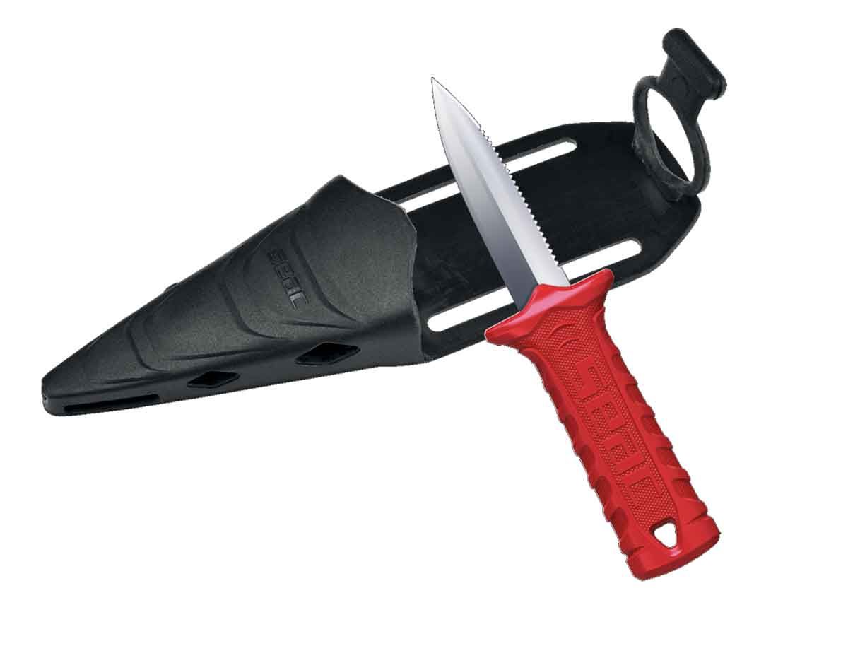 SEAC Samurai Stainless Steel Tactical Dive Knife Red – Blue Water Hunter